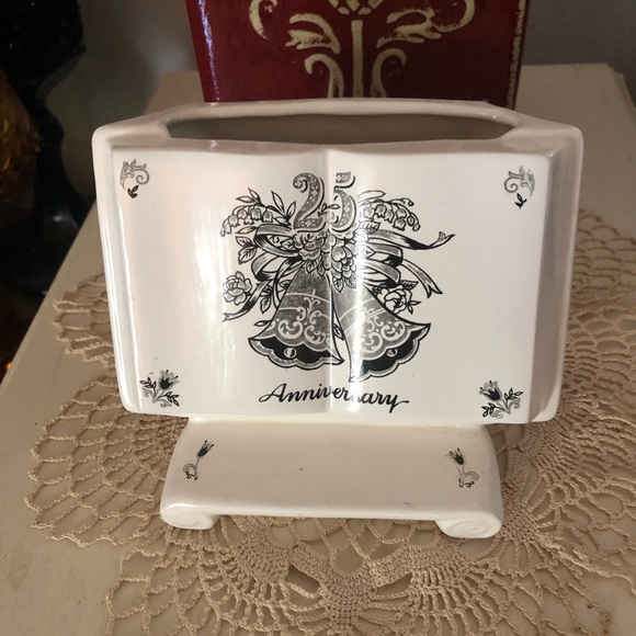 Vintage | Accents | Vintage Ceramic 25th Anniversary Open Book Planter ...